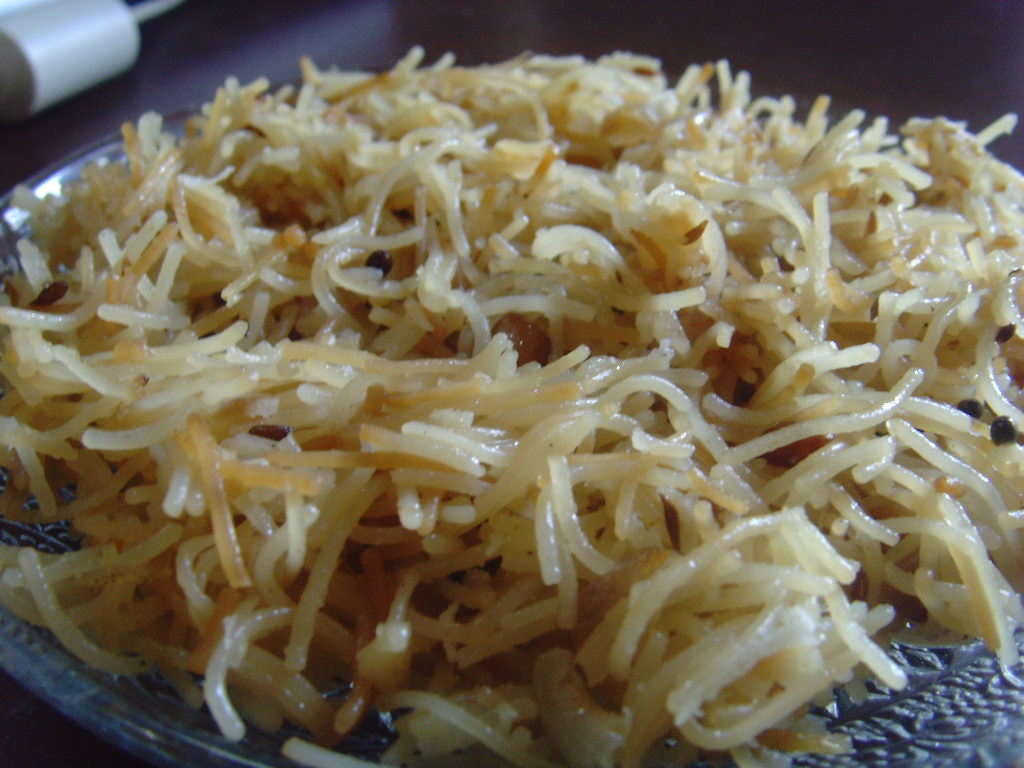 Delicious Vermicelli uppuma served on a platter