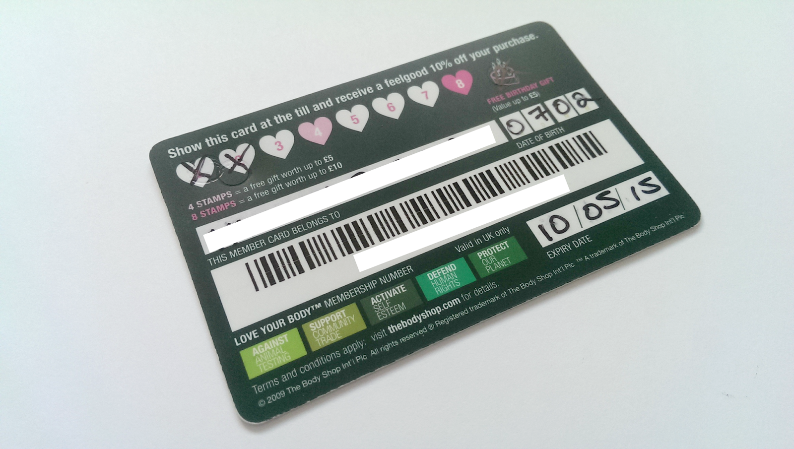 The Body Shop Loyalty Card and Birthday Gift - Headlined by Hannah
