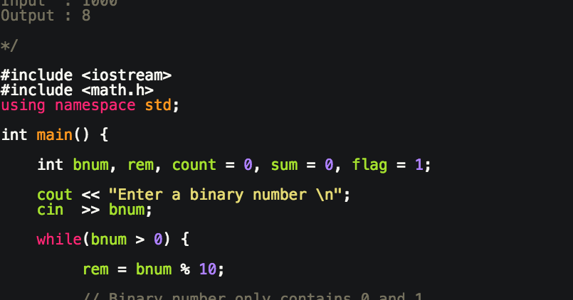 Programming Tutorials: C++ Program to Convert Binary to Decimal Number