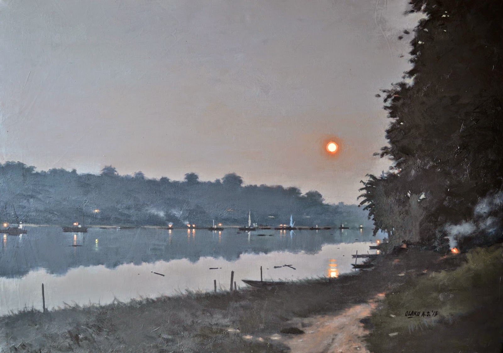 Abiodun Olaku, 1958 | Waterscape/Cityscape painter | Tutt'Art ...