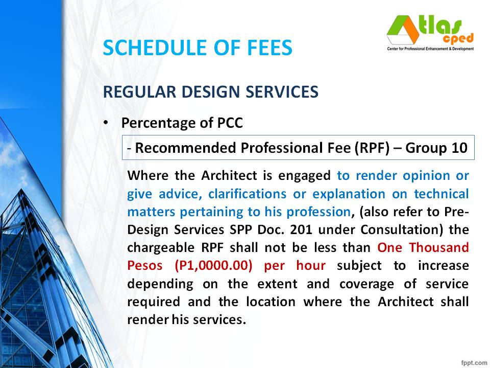 Architects' Guidelines: Methods of Compensation and Schedule of Fees ...