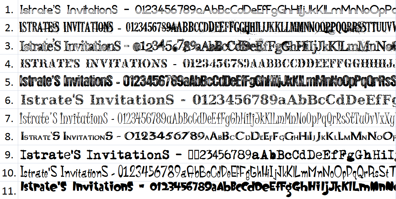 Invitaţii de nuntă / botez: Fonturi