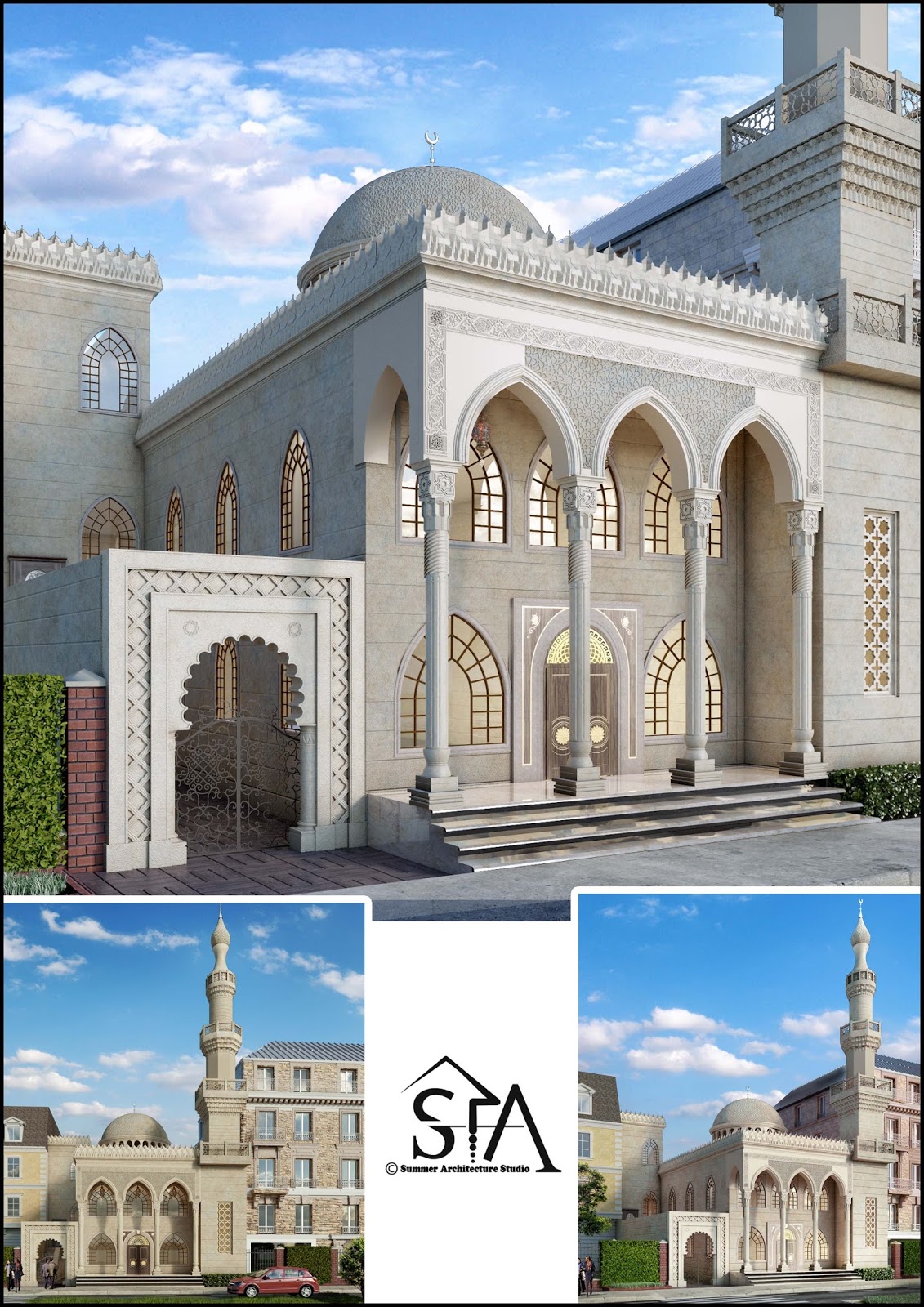 Small Mosque elevation / واجهه مسجد بحى سكنى صغير