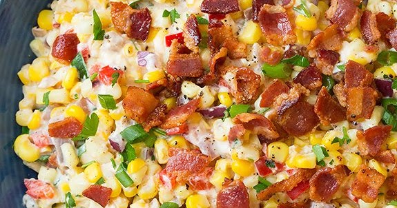 Creamy Confetti Corn with Bacon - CUCINA DELICIOUS
