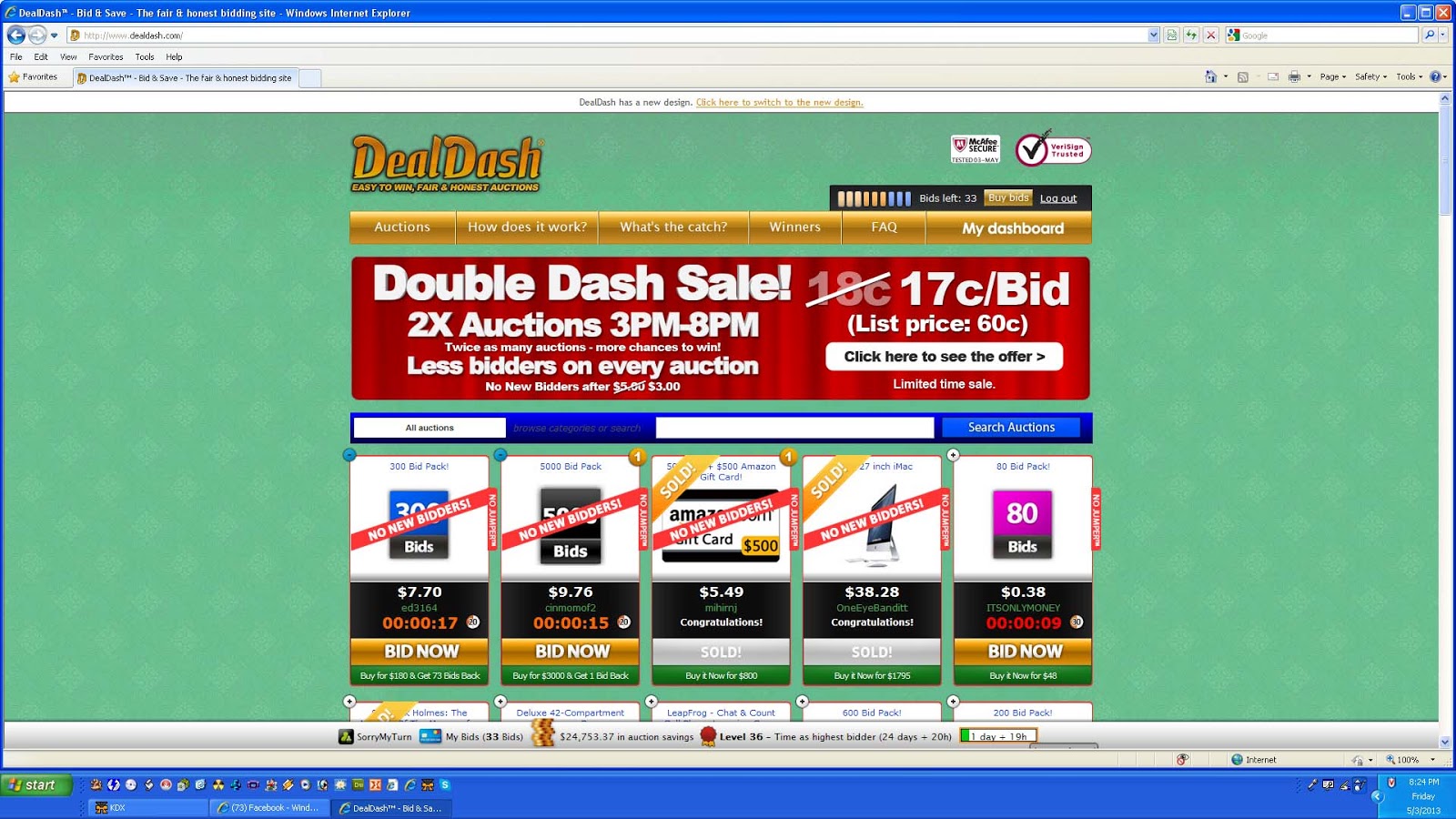 DealDash Shopping: Overbidding on Bid Packages