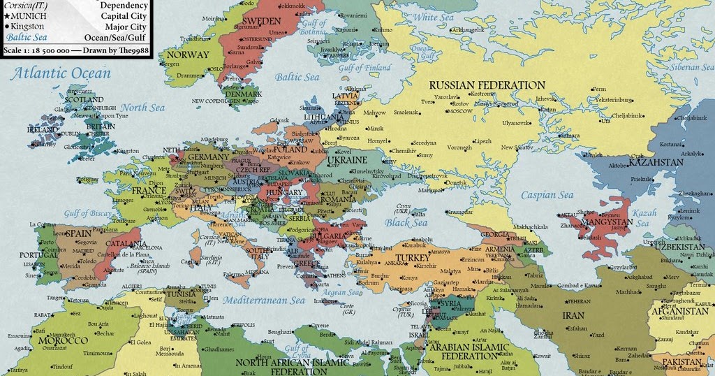 Political map of Europe, 2100