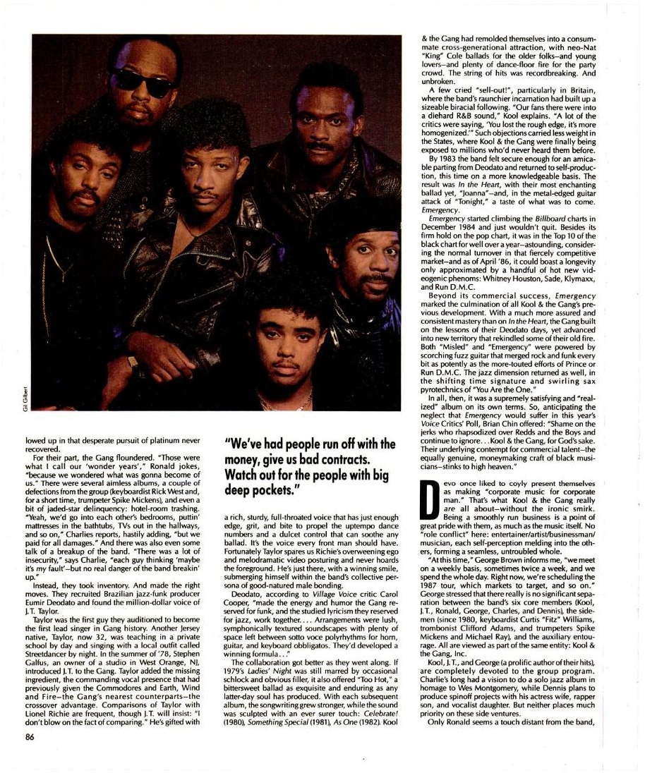 Top Of The Pop Culture 80s: Kool and The Gang Spin Magazine 1986