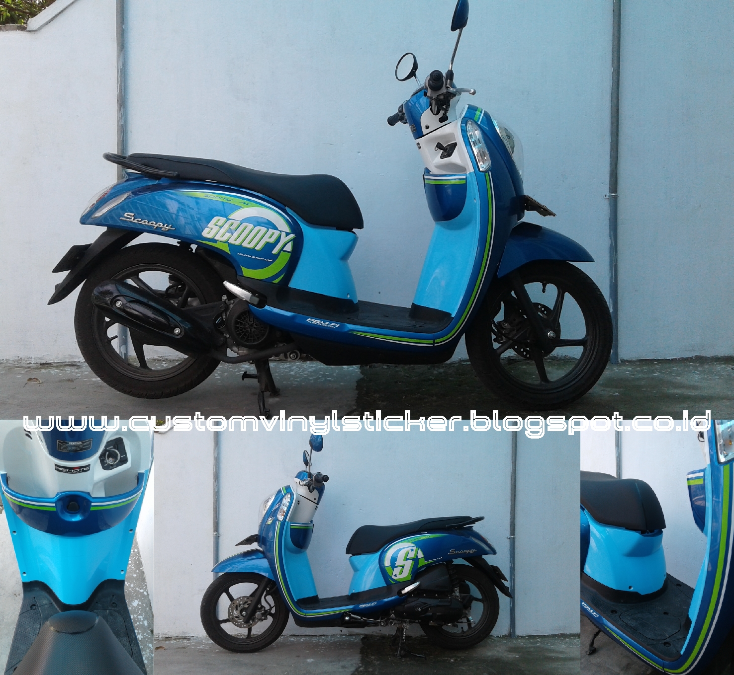 STICKRENZ: Honda Scoopy F1 Blue - Blue Leg Shield Wrapp Sticker