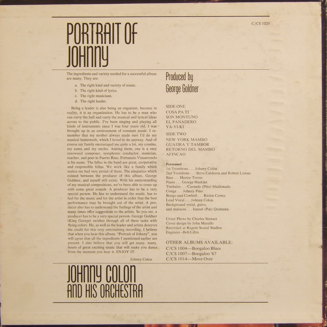 EDGAR MUSIC: PORTRAIT OF JOHNNY COLON