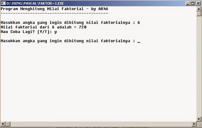 Program Menghitung Nilai Faktorial
