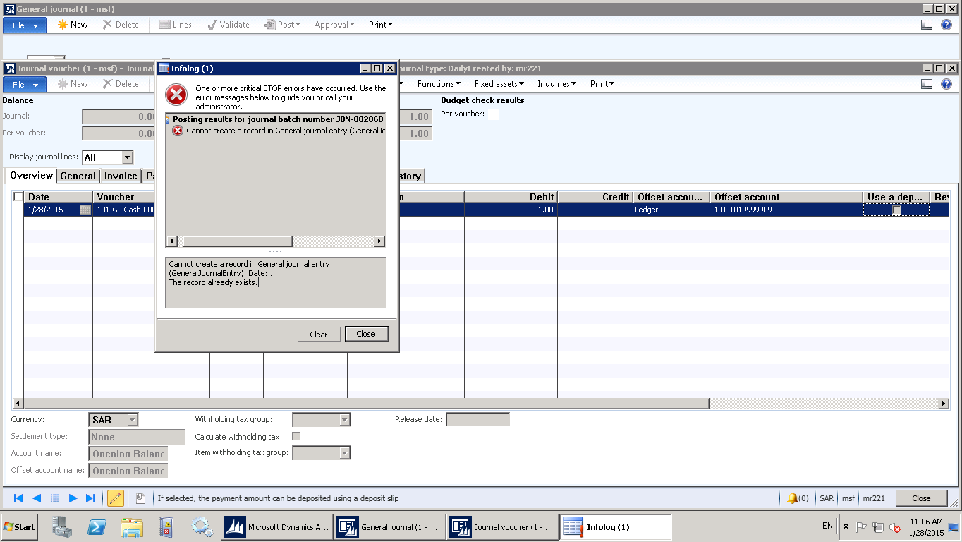 My It Life Ax 2012 Error Cannot Create A Record In General Journal Entry Generaljournalentry