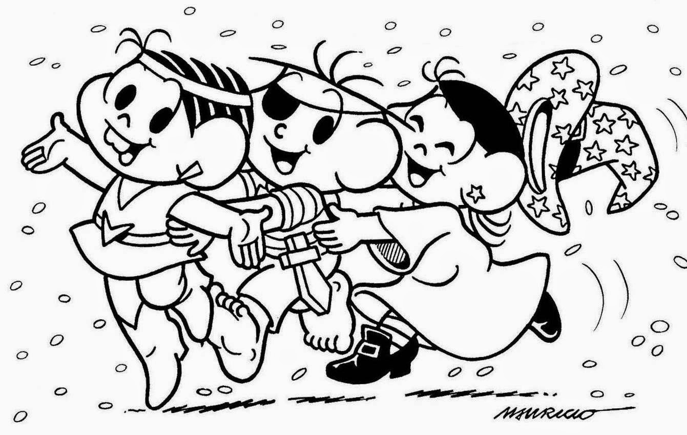 Sonhando com cores: Carnaval com a Turma da Mônica - para colorir