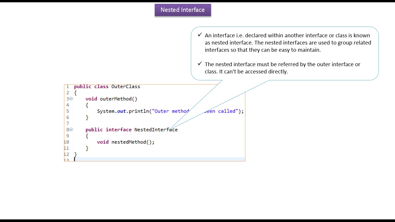 Java Ee Java Tutorial Java Nested Interfaceinside Class