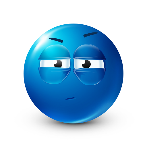 Heavy-Lidded Blue Smiley | Symbols & Emoticons