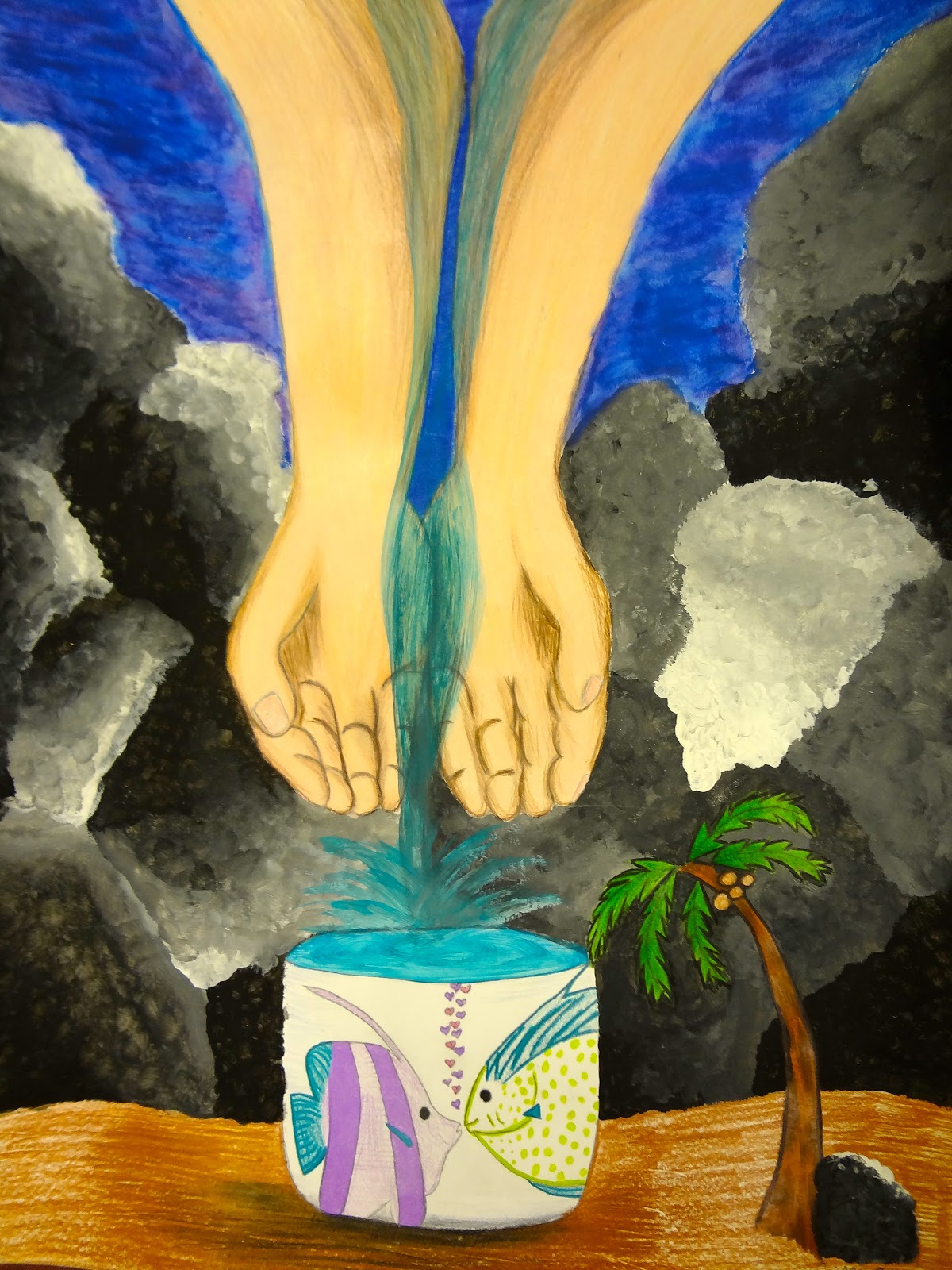 Sharpies, paint, and paper! Oh my!: High School Handscapes