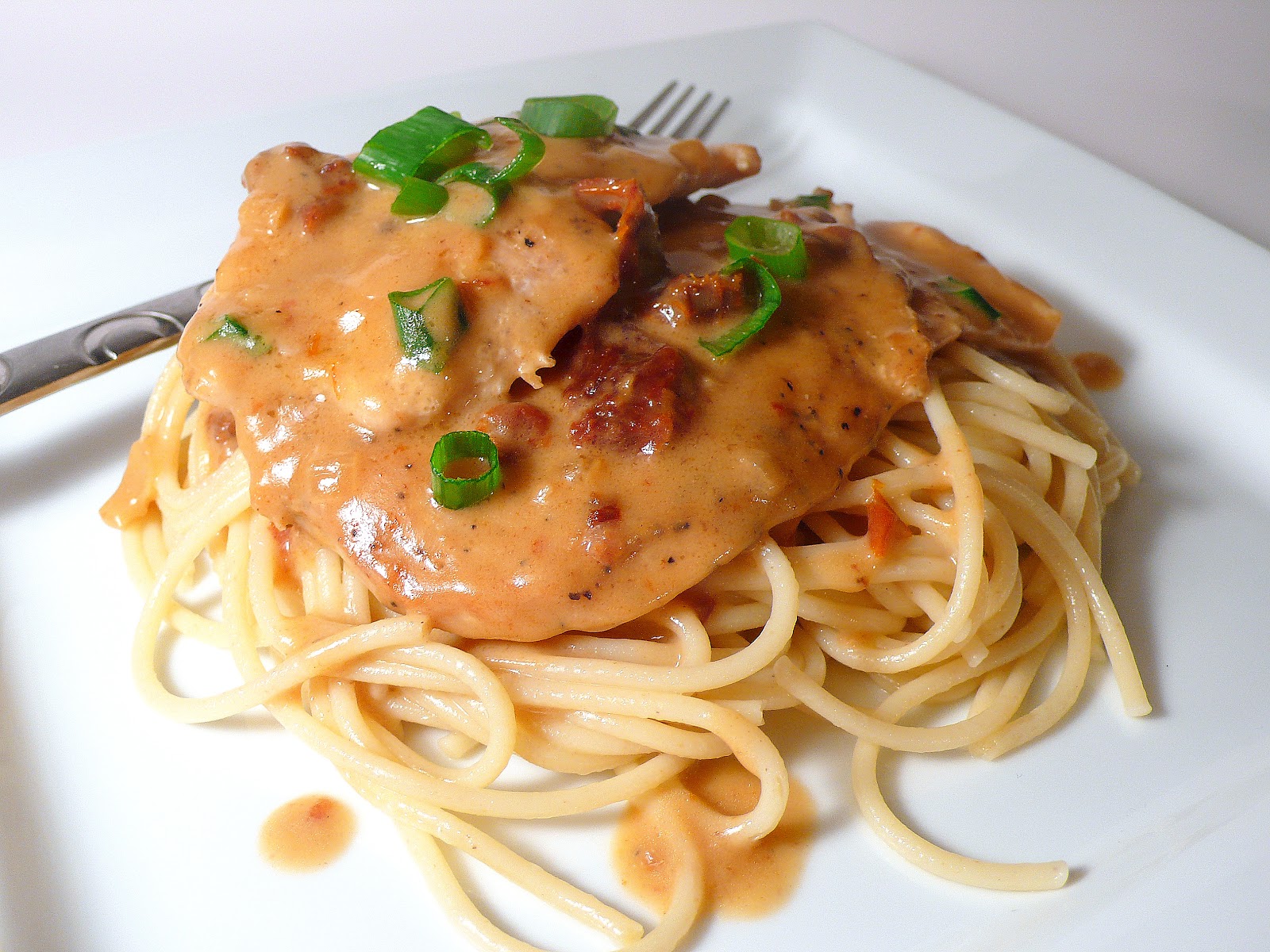 Joyously Domestic: Sun-dried Tomato Chicken Over Pasta