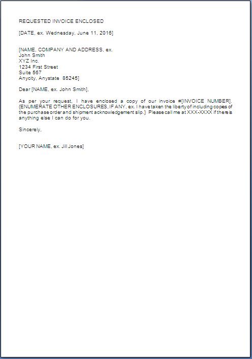 Invoice Covering Letter Sample