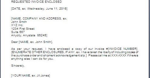 Invoice Covering Letter Sample