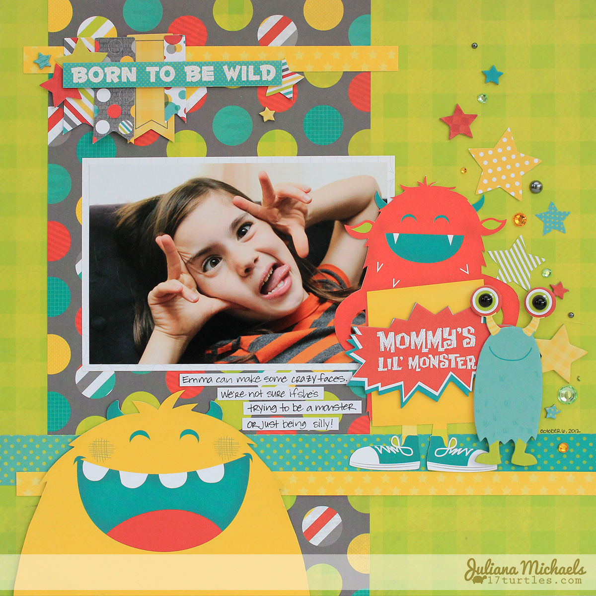 BoBunny's Our Lil' Monster Scrapbook Page - 17turtles Juliana Michaels