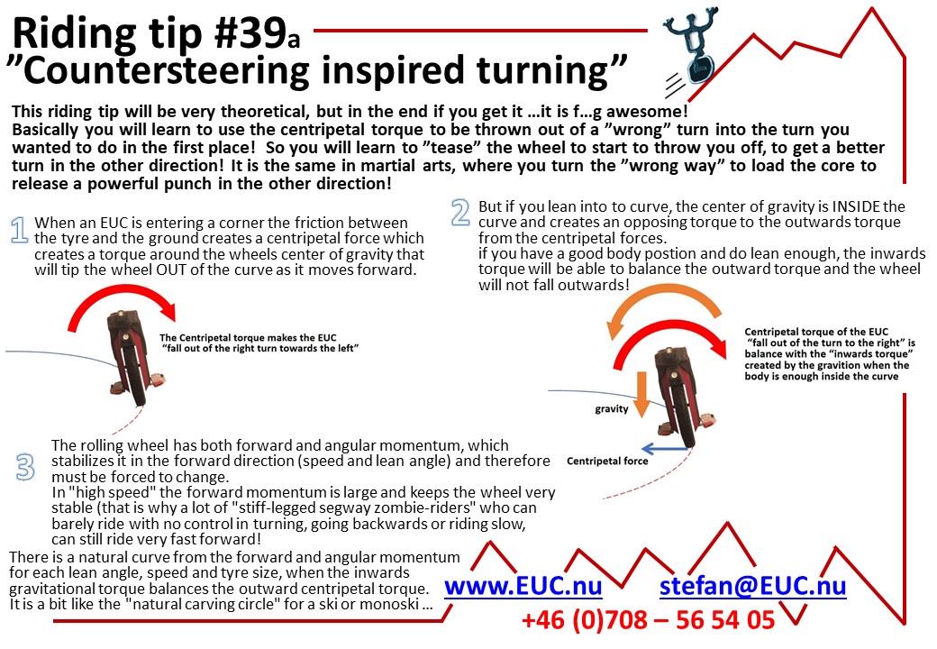 EUC riding tips and trix: Riding Tip #39 - Countersteering inspired turning