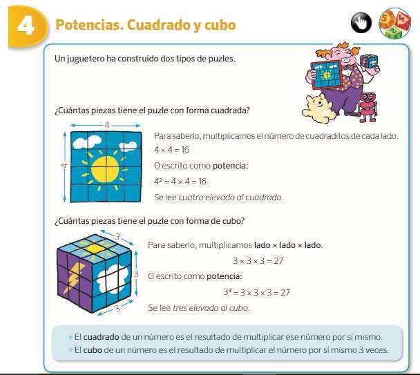 Juntar para mañana: CUADRADOS Y CUBOS