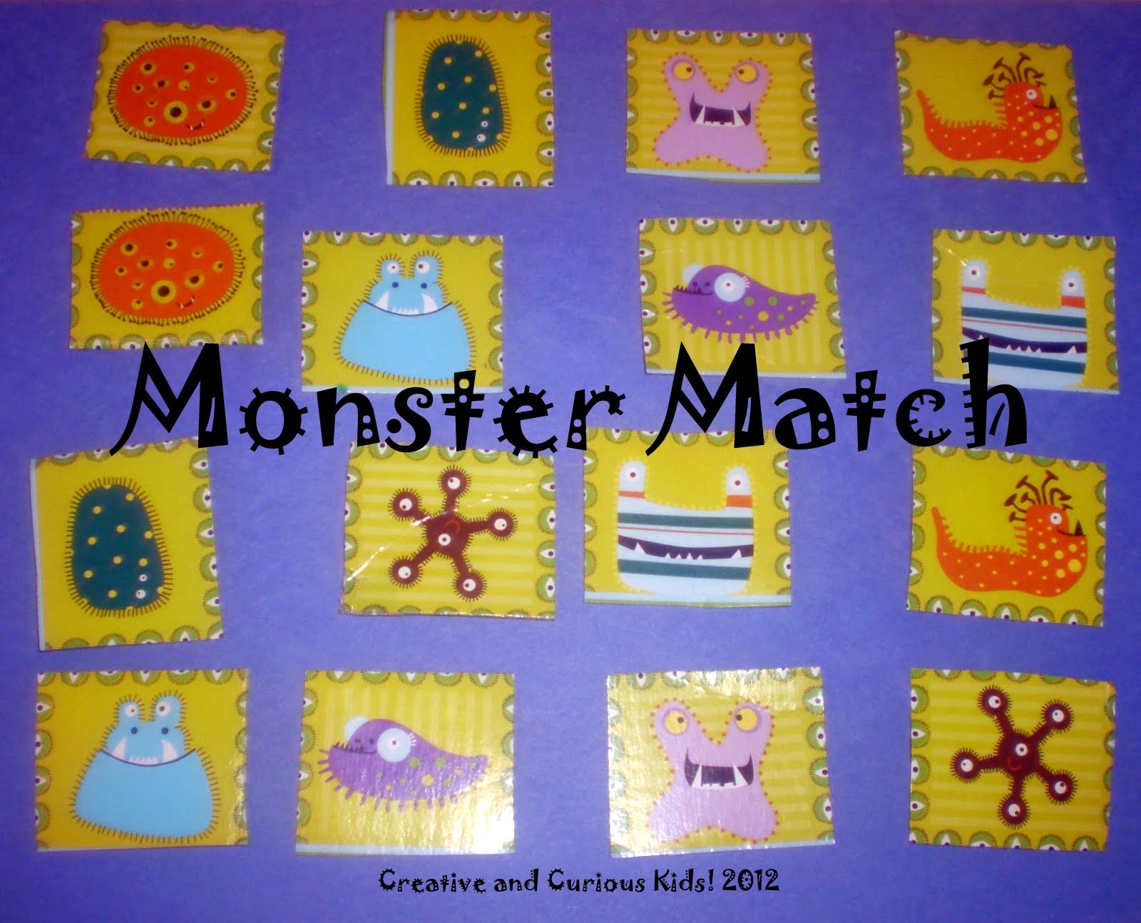 Creative and Curious Kids!: Monster Match Activity