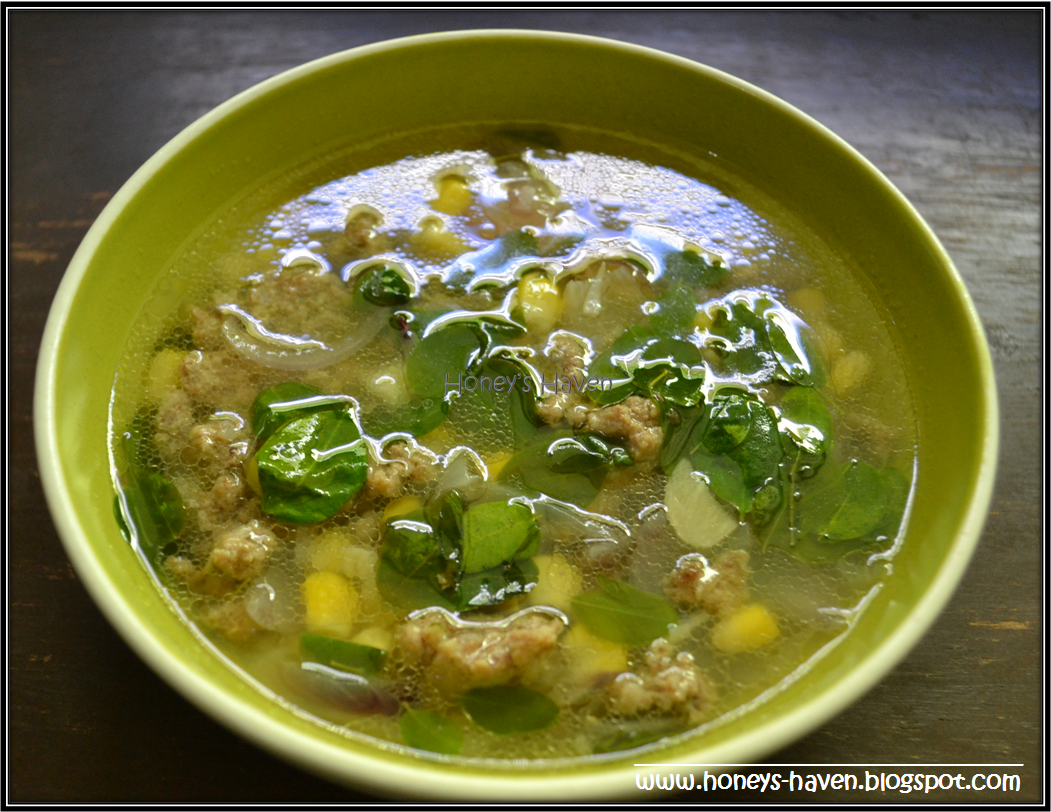 corn soup with malunggay