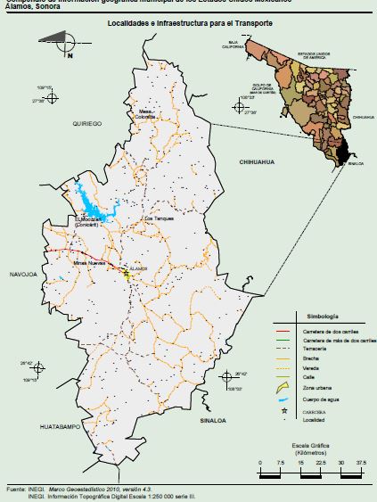 GeneaSon: Genealogía e Historia Sonorense: Mapa del Municipio de Álamos