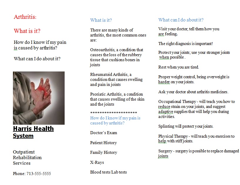 Health education/Arthritis: Brochure