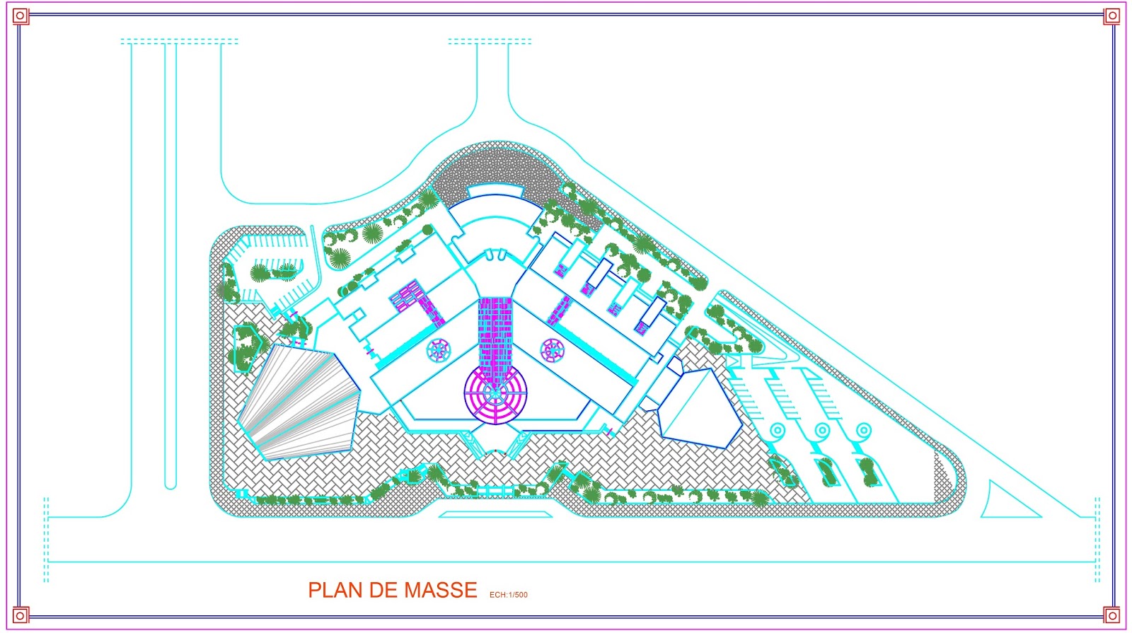 Projet Complexe culturel dwg ,cultural complex dwg