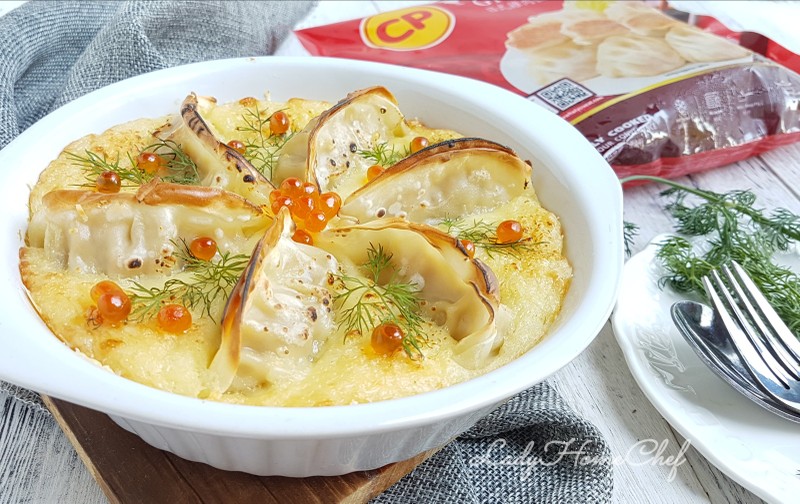 LadyHomeChef: Baked Gyoza with Cauliflower and Potato Puree