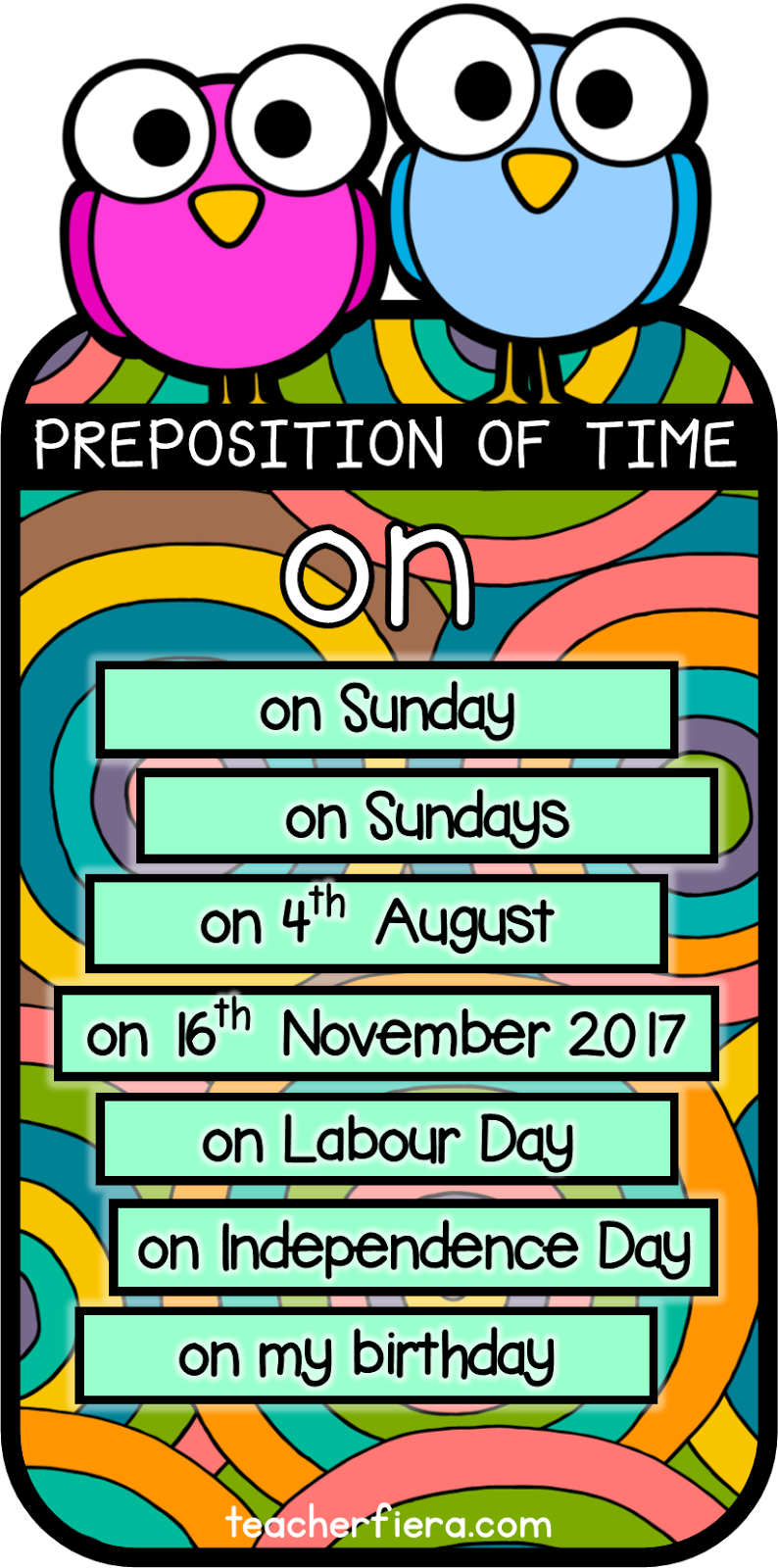 teacherfiera.com: BOOKMARKS (PREPOSITIONS OF TIME)