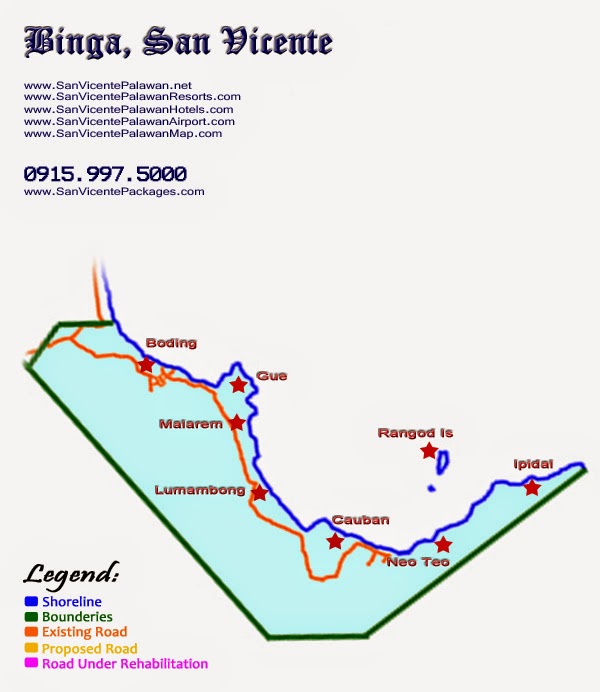 San Vicente Palawan Map: Binga San Vicente Palawan Map