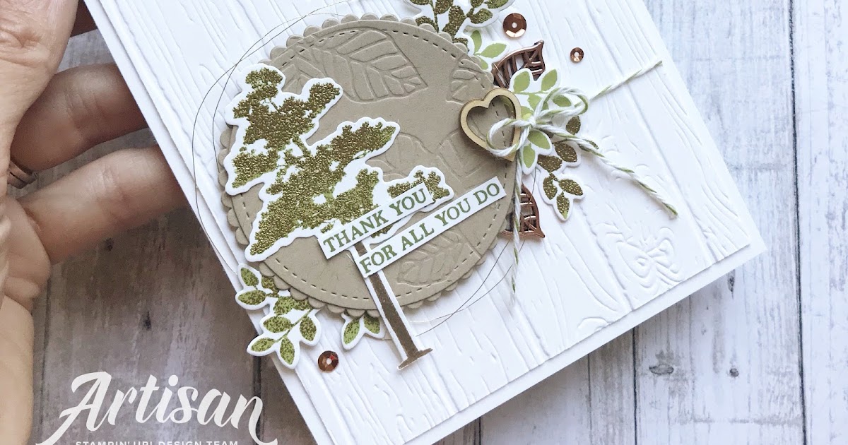 Crafty Little Peach: Rooted In Nature Gold Embossed Thank You Card