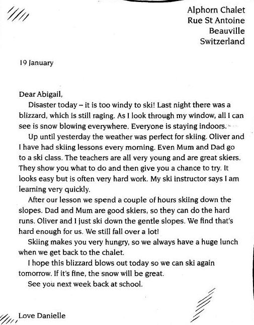 Mr Howe's Class: Literacy: reading an informal letter