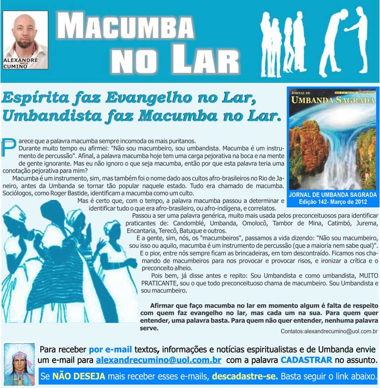 Instituto Cultural "Ogum da Estrela Guia": Macumba e Umbanda no Lar