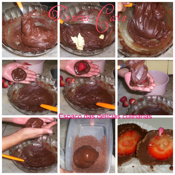 Bombom de morango e chocolate - Espaço das delícias culinárias
