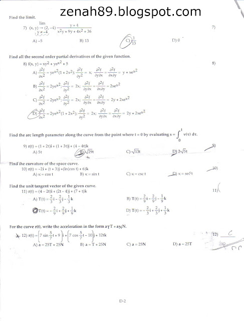 teCh-89: Calculus Three (III) EXAM 2 B ,Math 209