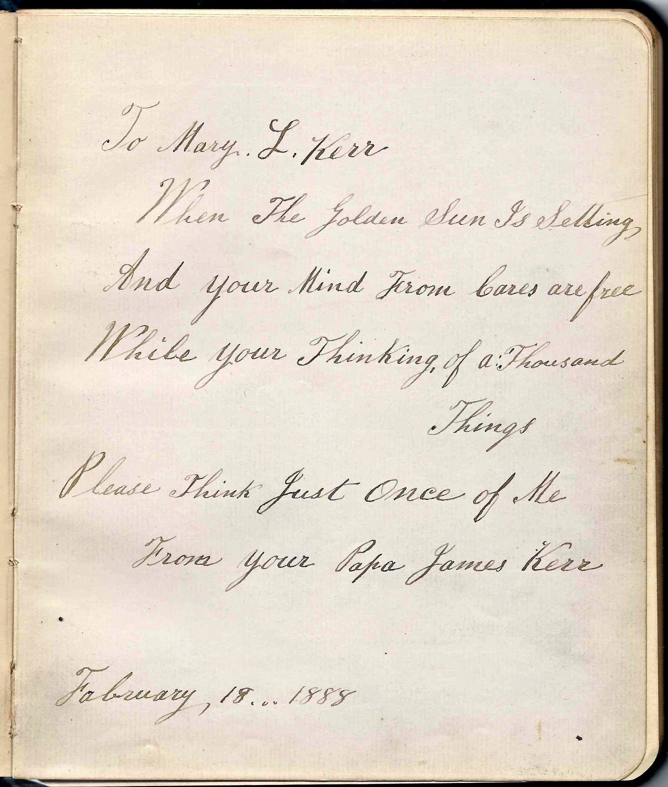 Heirlooms Reunited: 1880s Autograph Album of Mary Elizabeth Kerr of ...