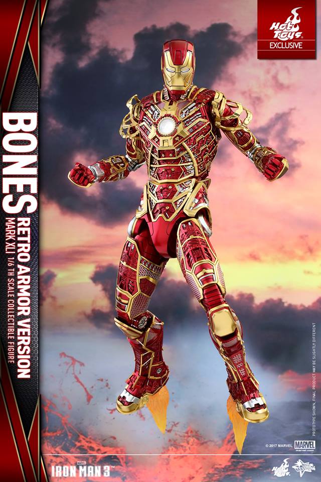 Hot Toys《鐵甲奇俠3》「紅金」Iron Man Mark 41 Bones (Retro Armor Version)1：6 比例珍藏 ...