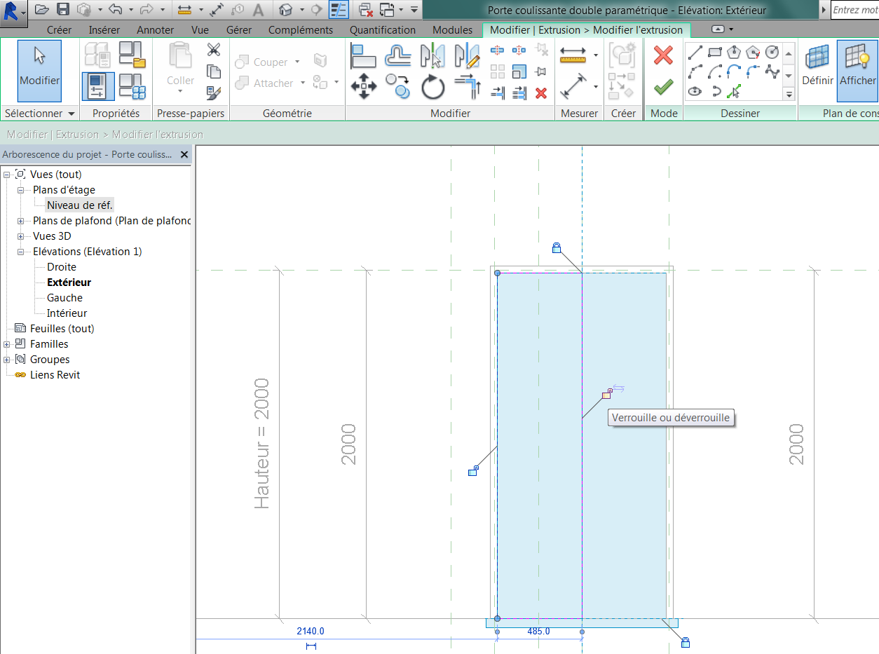Revit-Mémo: Revit 2015_Famille_Porte coulissante 2 vantaux paramétrique