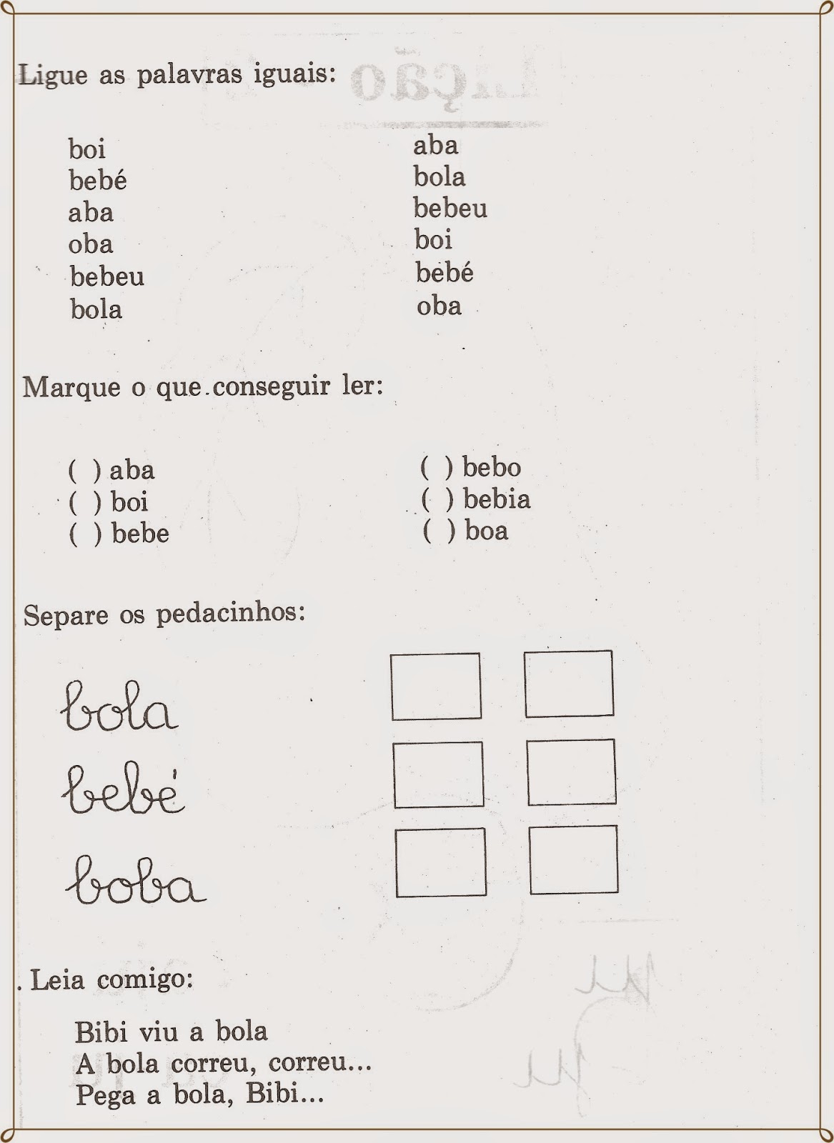 BLOG PROFESSOR ZEZINHO: Atividades com a Letra B - 1º Ano