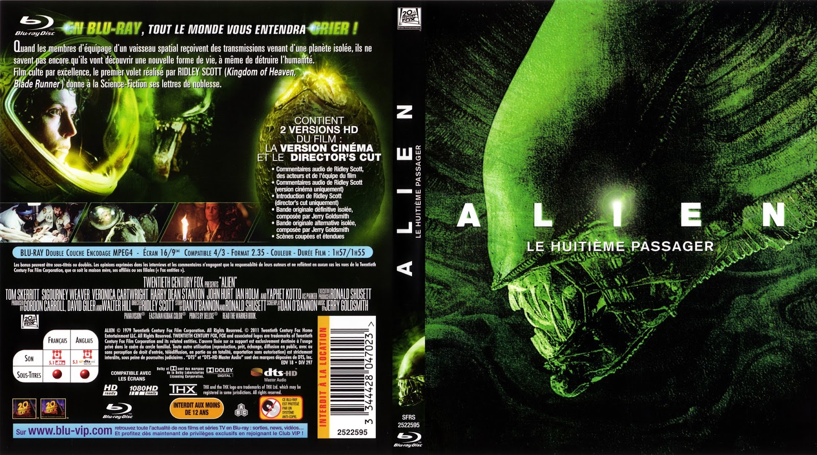 BLU-RAY JAQUETTES BLU-RAY: Alien - Le huitième passager