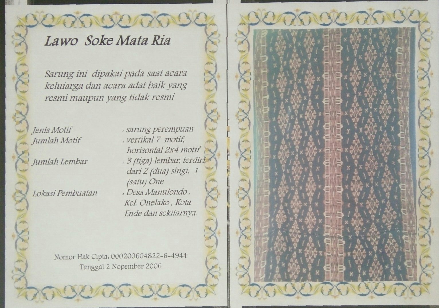 MOTIF TENUN IKAT ENDE - LIO YANG SUDAH MEMILIKI HAKI