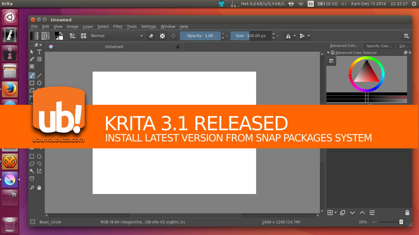 How To Install Krita 3.1 from Snap Package in Ubuntu