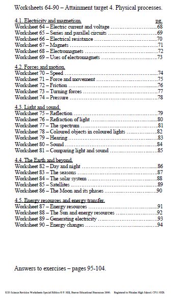 Iman's Home-School: Key Stage 3 Science Revision Worksheets (Years 7-9)