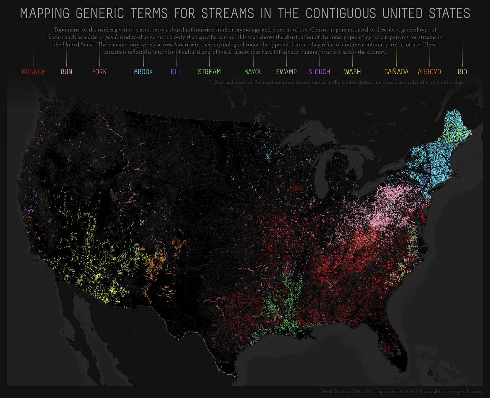 Geographic Travels: Maps of American and British Generic Stream Names
