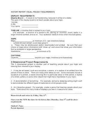 Synergy Humanities: Visual Project Proposal Form for 6th/7th History Fair