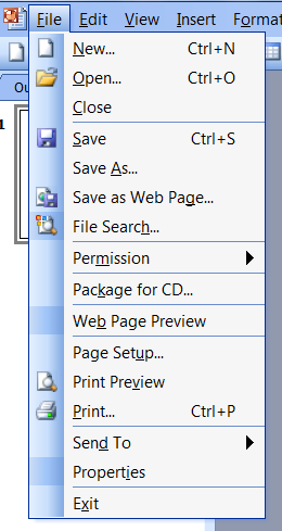 Information Tecnology: Ms Office PowerPoint 2003 File menu