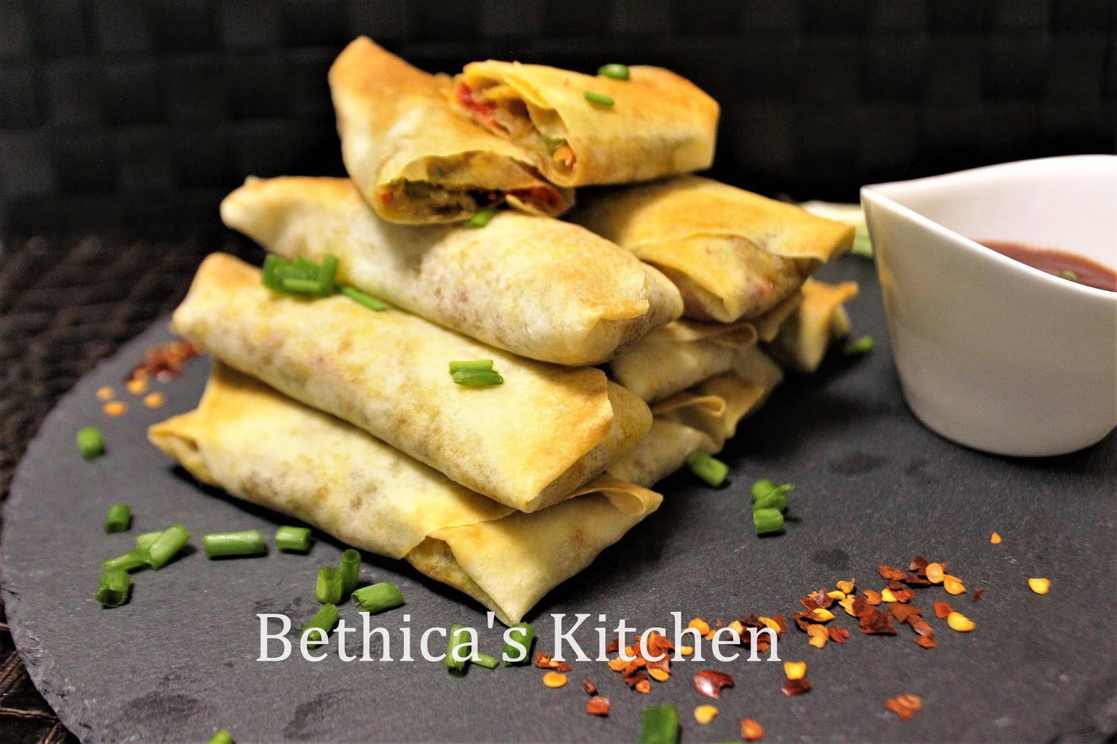 Bethica's Kitchen Flavours: Baked Veggie Spring Rolls with Indian ...
